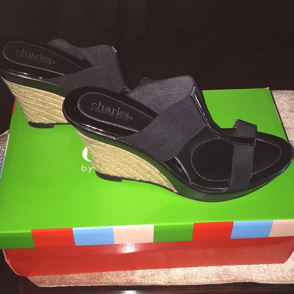 Charles David Black Wedges,Beautiful For Spring! - Gem